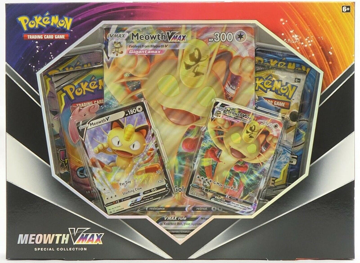 Pokemon TCG: Meowth VMAX Special Collection (International Version, 4 ...
